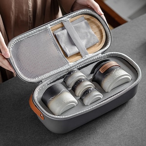 Ceramic Travel Tea Set | Portable Outdoor Teaware Kit With Tray & Tea ...