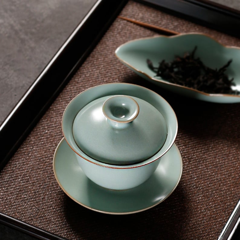 Chinese Traditional RU Ware Porcelain Gaiwan in 3 Colorsceramic Cup（tea ...