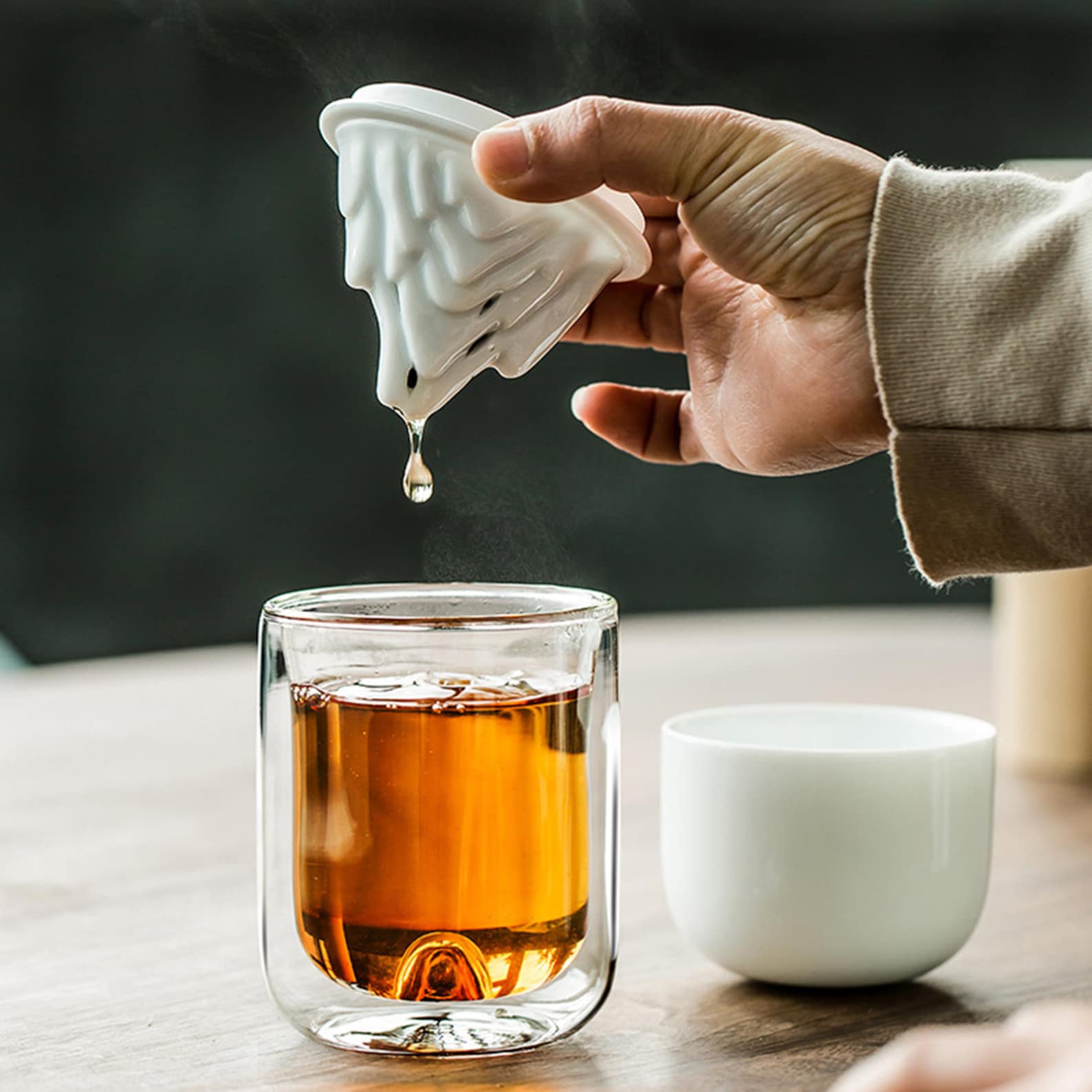 All-in-one Travel Set Glass Teapot & Ceramic Cup With Ceramic Infuser ...