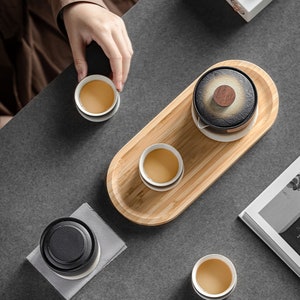 Ceramic Travel Tea Set | Portable Outdoor Teaware Kit With Tray & Tea ...