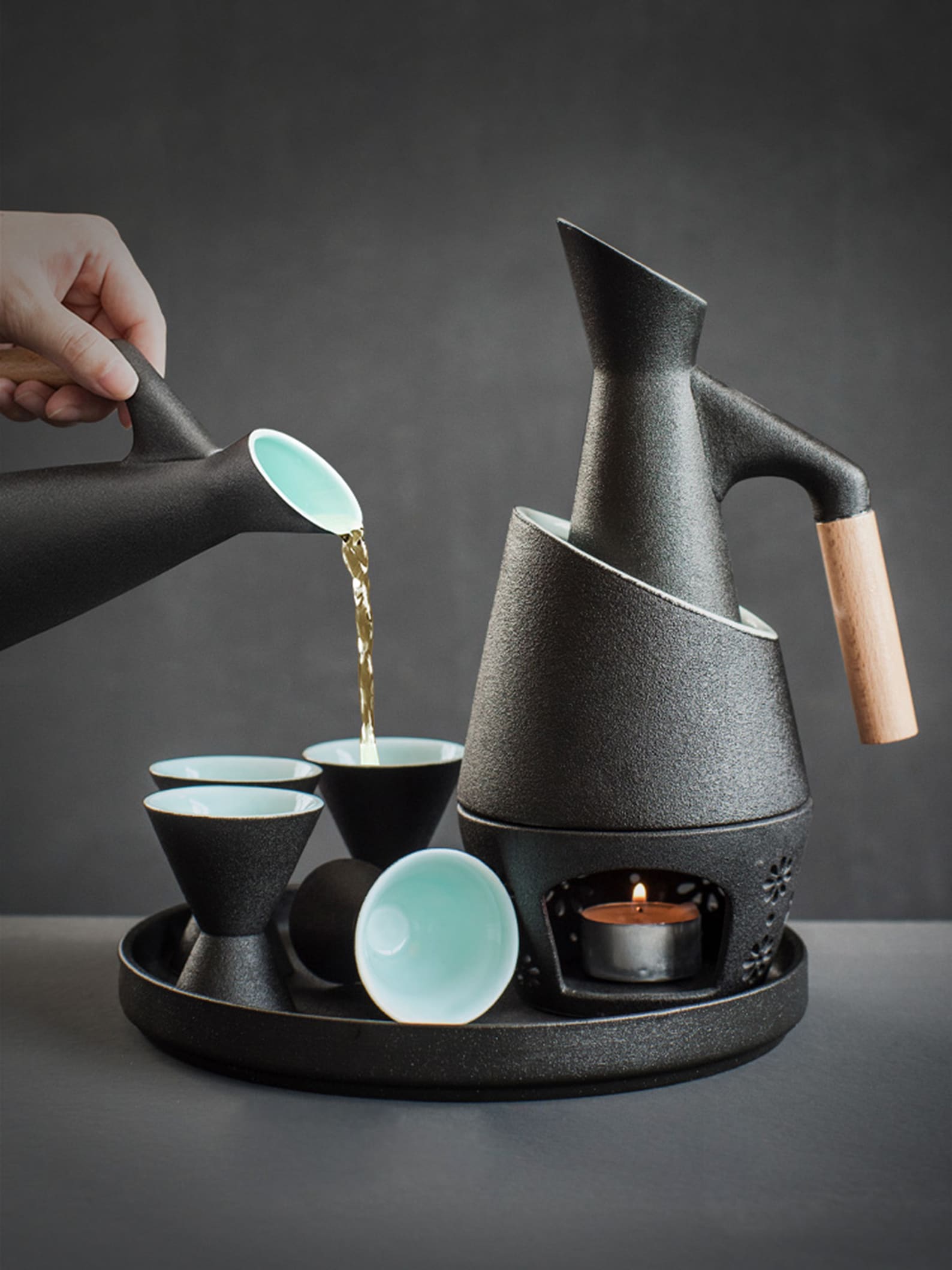 Sake Set and Cups With Warmer Keep Sake Traditional Porcelain | Etsy