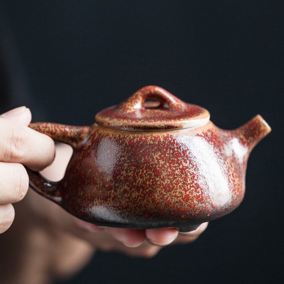 Chinese Red Temmoku Teapot in 2 Styles | Etsy