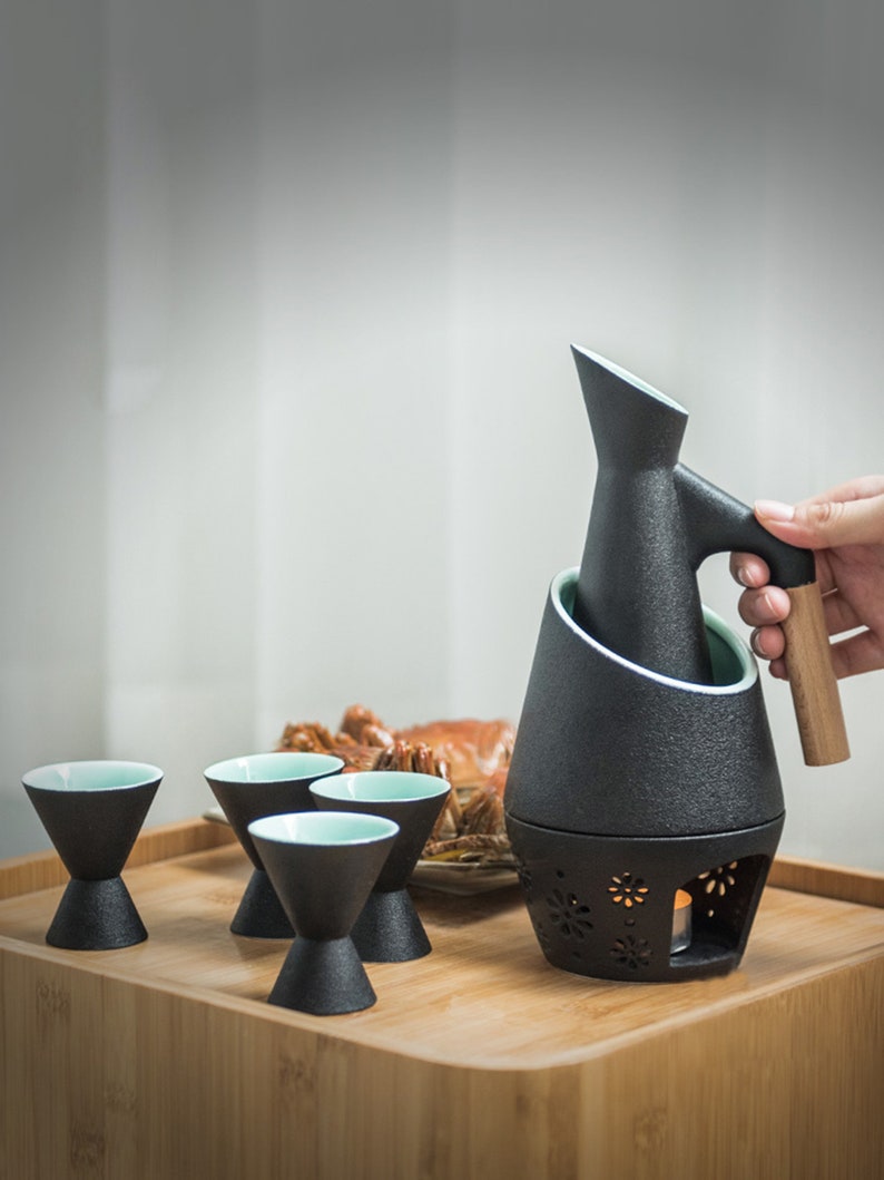 Sake Set and Cups With Warmer Keep Sake Traditional Porcelain | Etsy