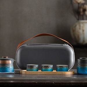 Ceramic Travel Tea Set | Portable Outdoor Teaware Kit With Tray & Tea ...