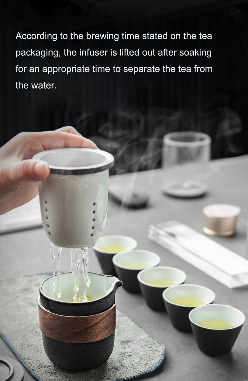 Ceramic Teapot With 5 Pcs Cups Portable Travel Tea Set With | Etsy