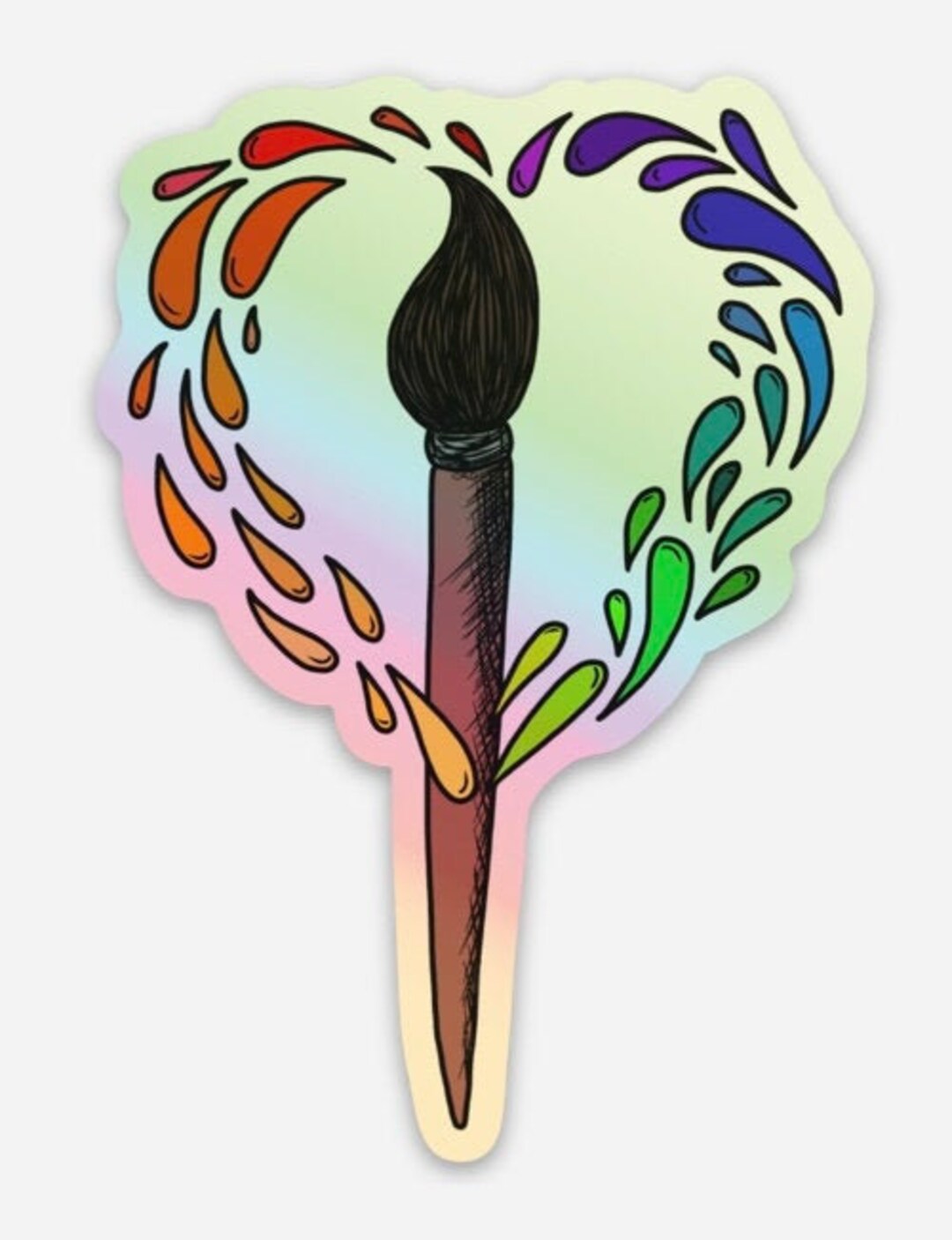 Iridescent Paintbrush Sticker, Paintbrush, Artsy, Durable Laptop ...