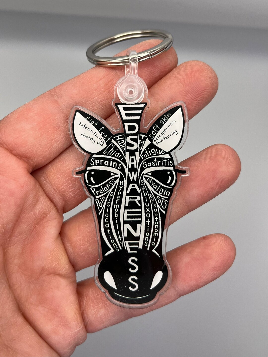EDS Awareness Keychain, EDS Zebra Key Ring, Acrylic Keychain, Gift for ...