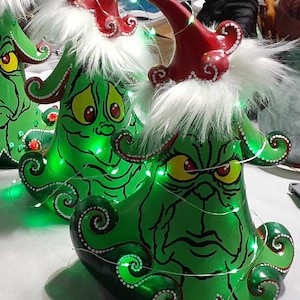NO-LIGHT Jolly Trees, Grinch Tree, BEE Jolly Tree, Ceramic Decor, Hand ...