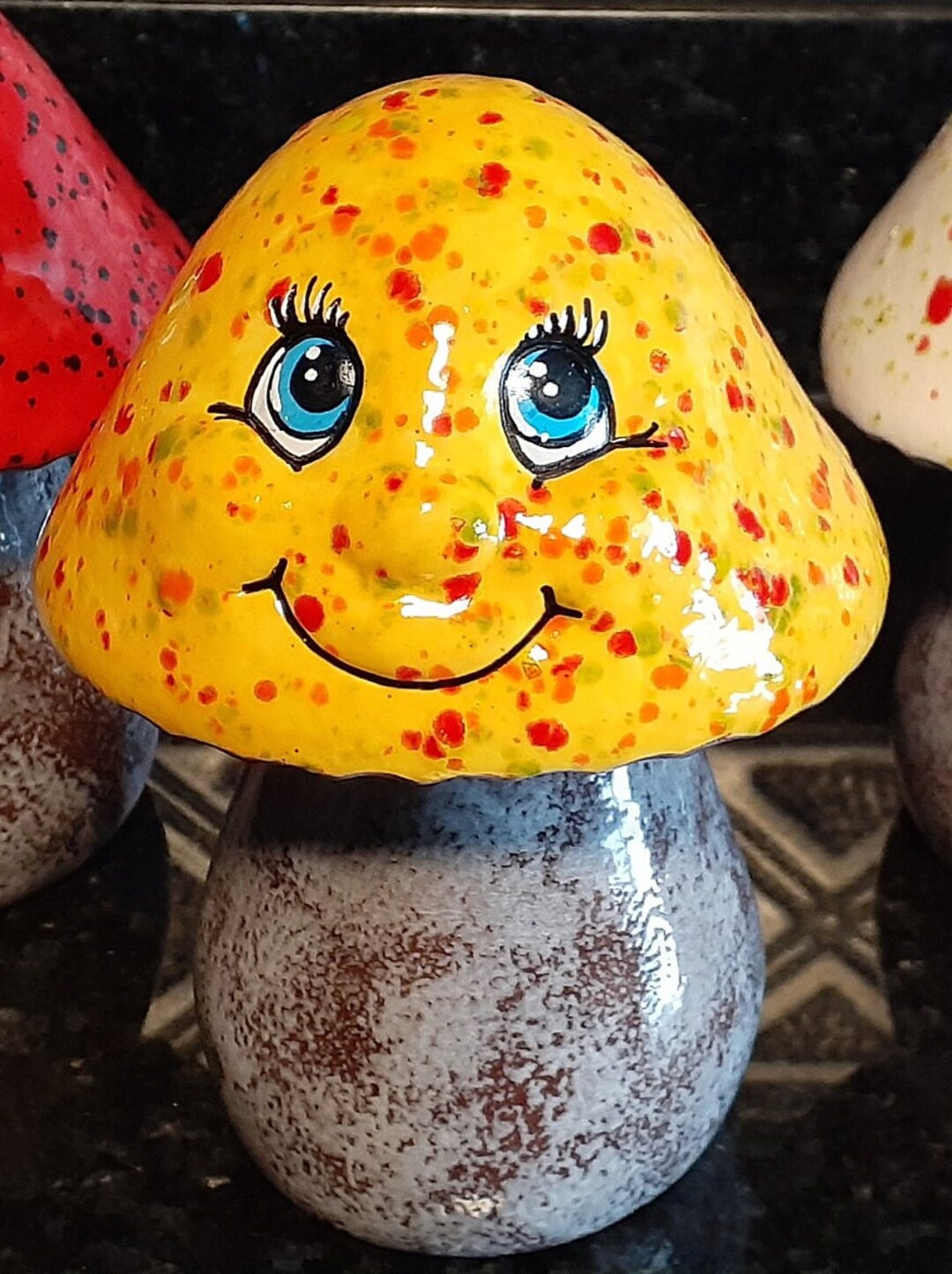 Bisque Paint Your Own Smiling Mushrooms, Garden Art, Glazed Ceramic ...