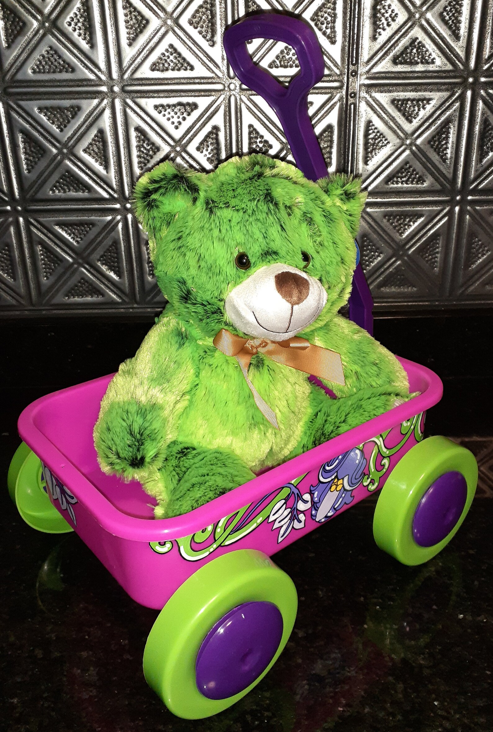 Childrens Toy Wagon with stuffed bear hand painted & | Etsy