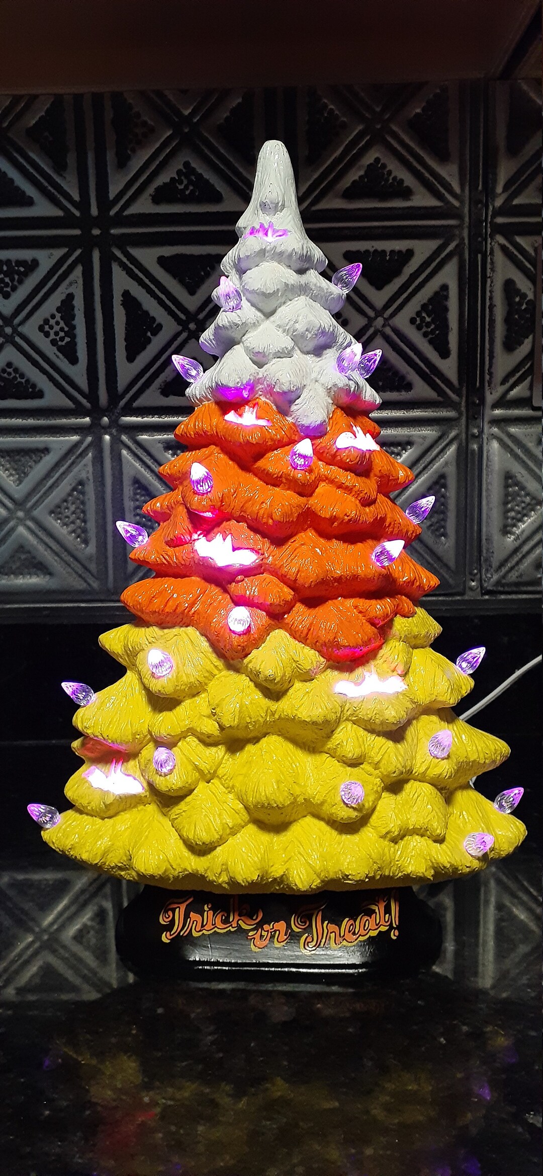 Ceramic Halloween Tree, Ceramic Christmas Trees, Illuminated Halloween ...