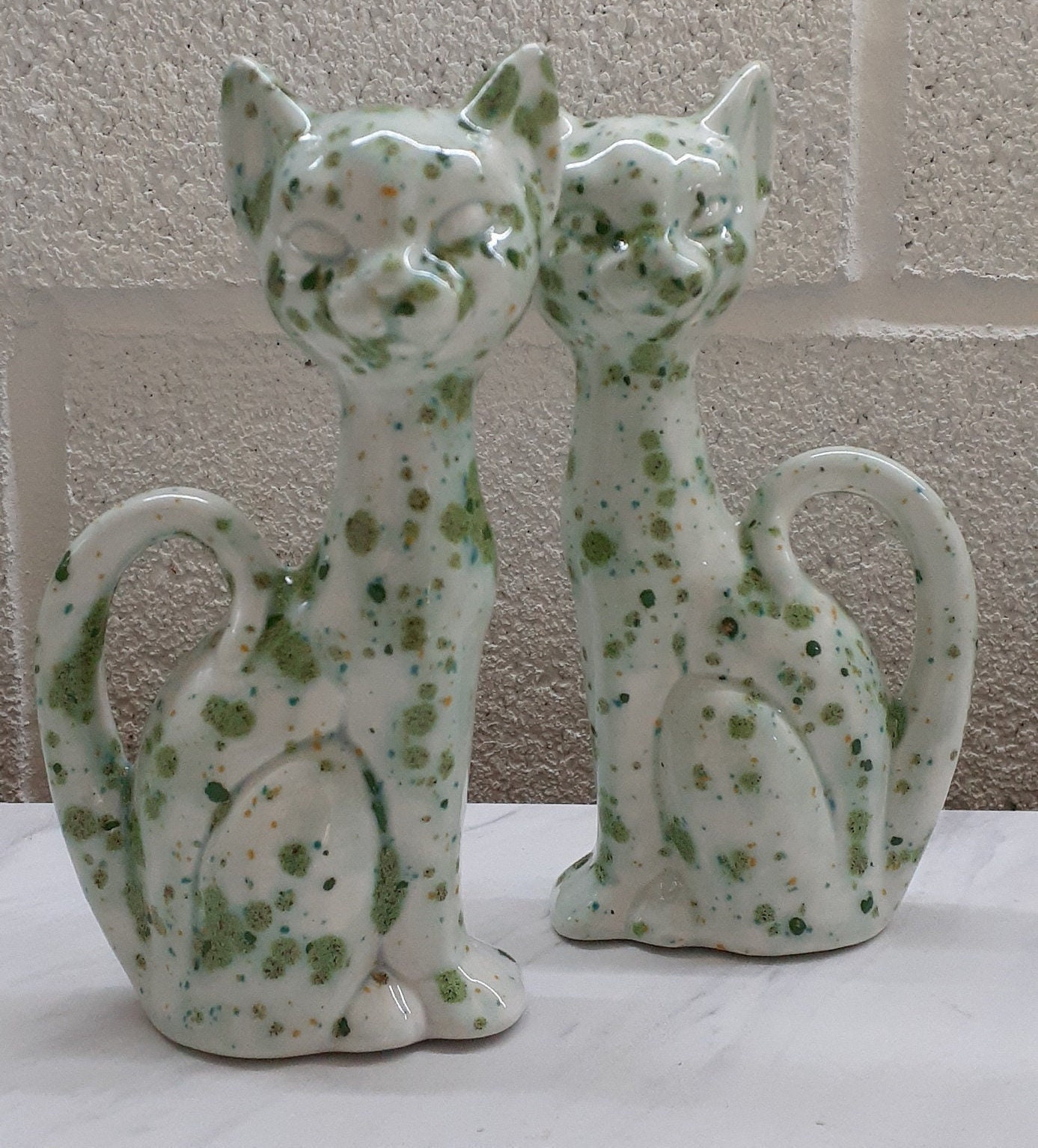 Ceramic Cat Pair, Cat Collectable Figurines, Hand Made Pair of Ceramic ...