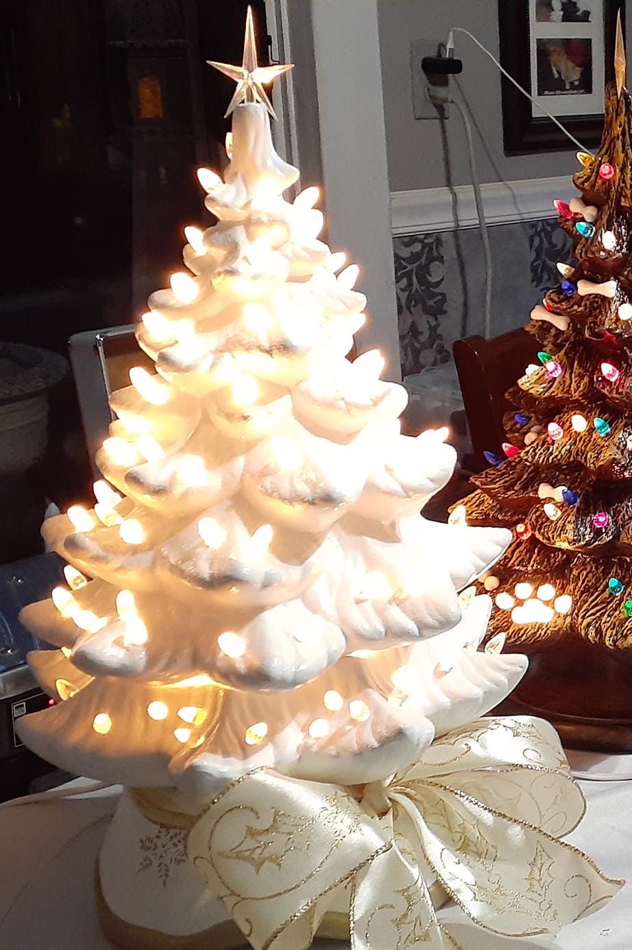 16" Ceramic Christmas Trees, Kiln Glazed & Hand Painted Ceramic ...