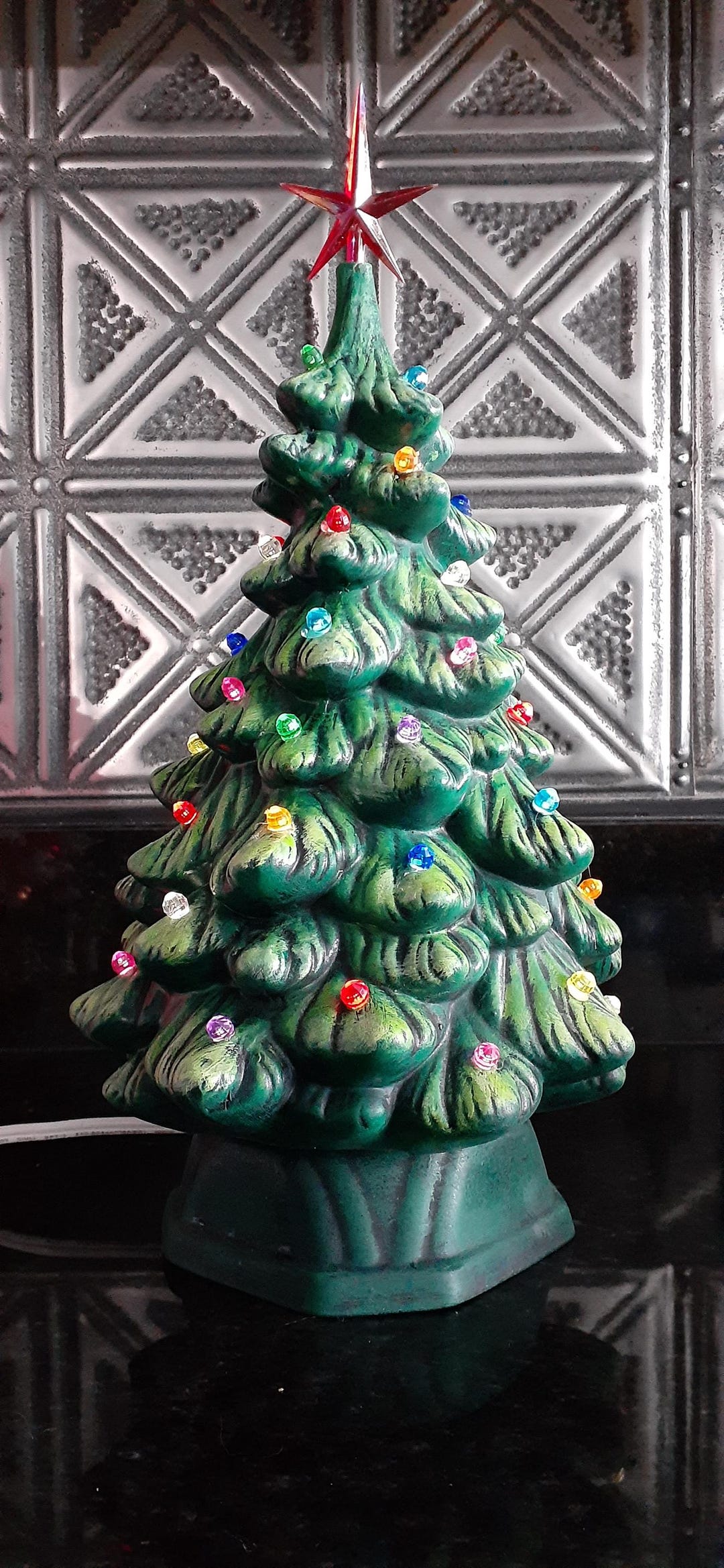 Ceramic Small and Medium Christmas Trees... 11" With CLEAR Bulb Kit ...