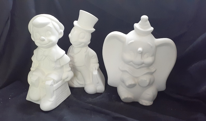 Bisque Disney Characters Unpainted Dumbo Jiminy Cricket & - Etsy