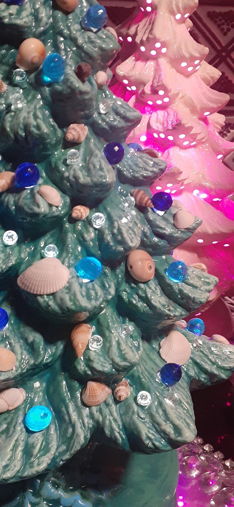 16" Ceramic Christmas Trees, Kiln Glazed & Hand Painted Ceramic ...