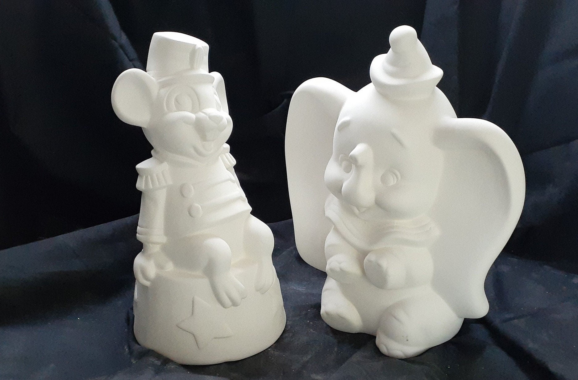 Bisque Disney Characters, Unpainted Dumbo and Timothy Q. Mouse, Paint ...