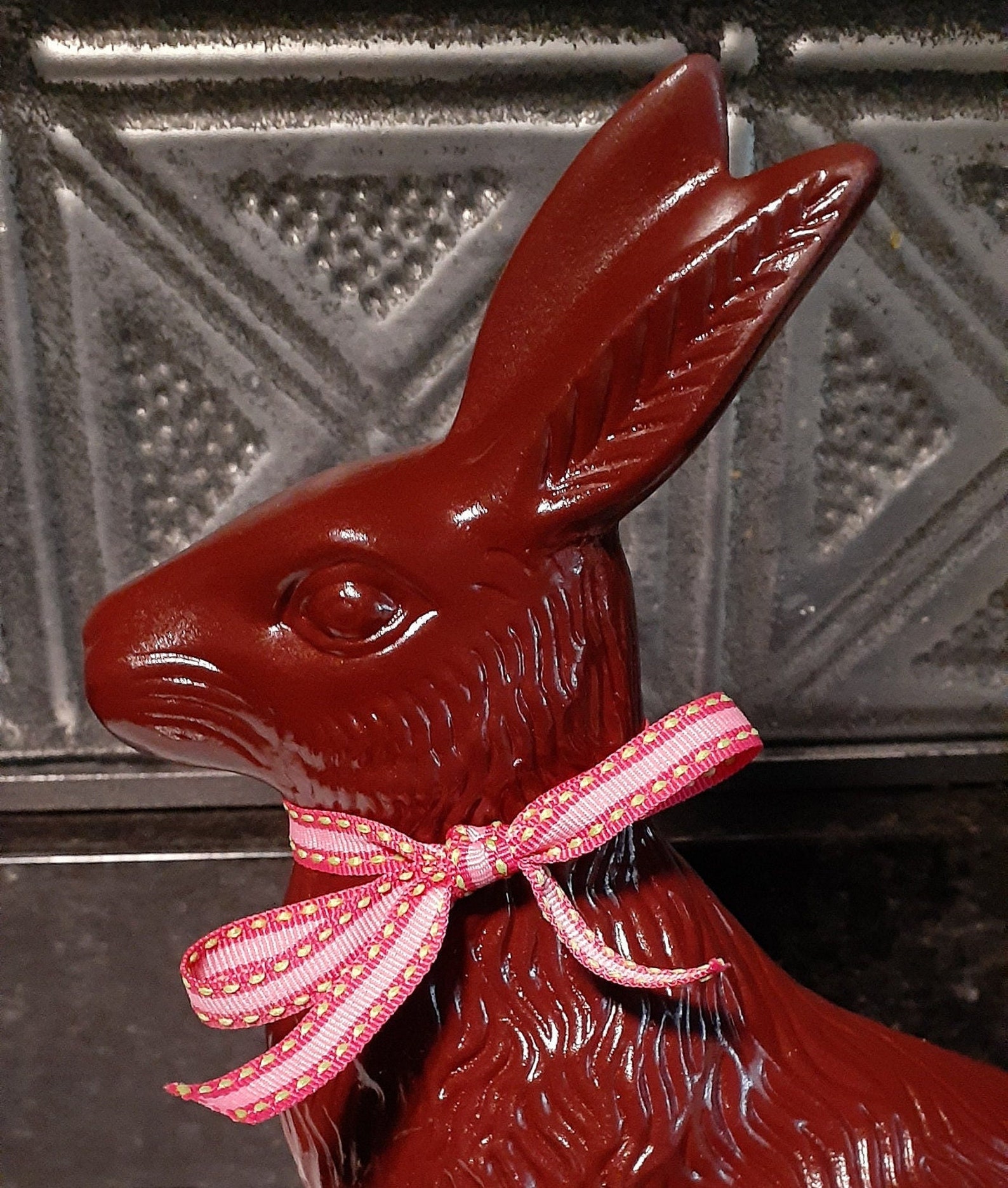 Ceramic Chocolate Rabbit, Hand Painted and Glaze Coated Easter ...