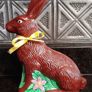 Ceramic Chocolate Rabbit, Hand Painted and Glaze Coated Easter ...