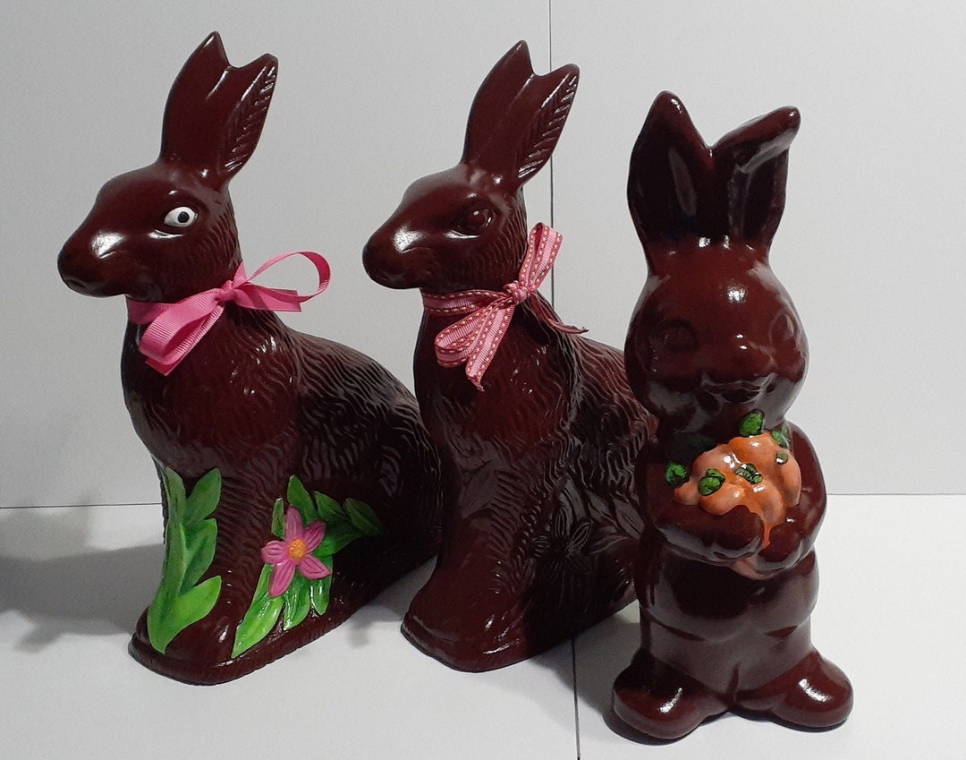 Ceramic Chocolate Rabbit Hand Painted and Glaze Coated Easter - Etsy