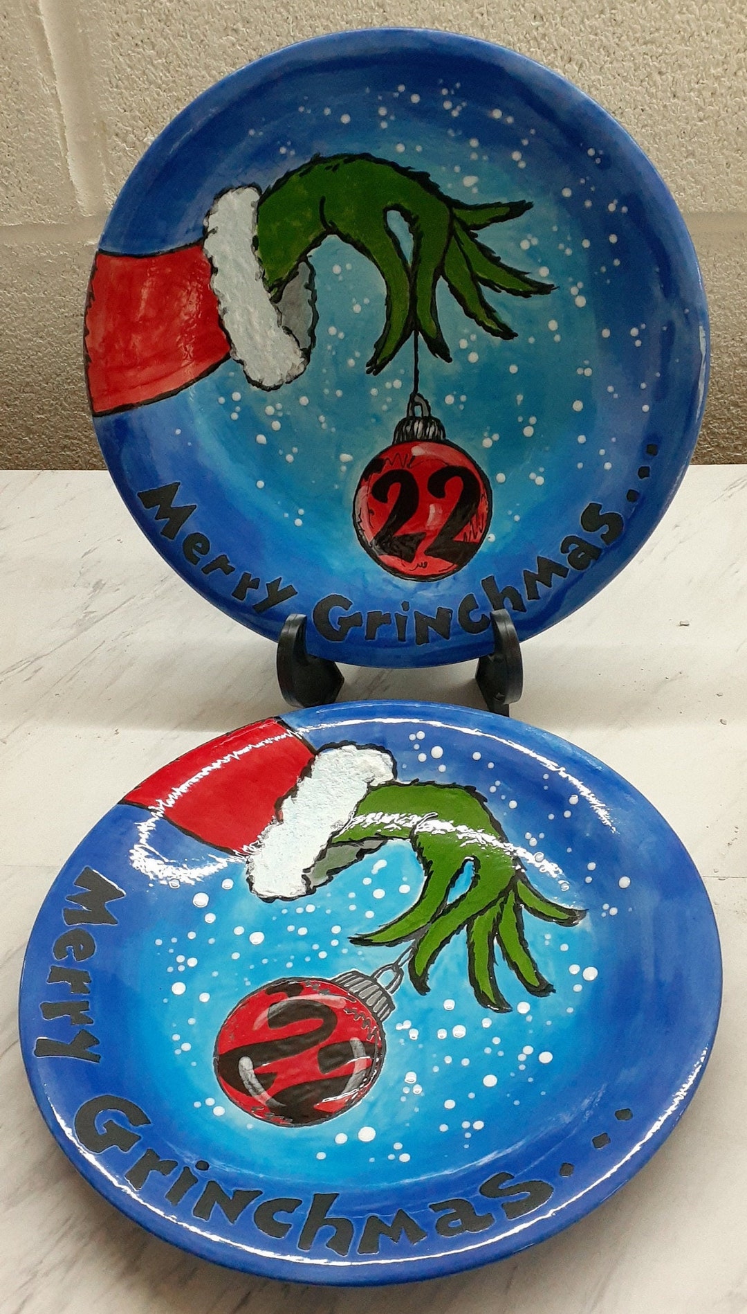 Ceramic Christmas Plates, Hand Painted 2022 Edition Merry Grinchmas ...