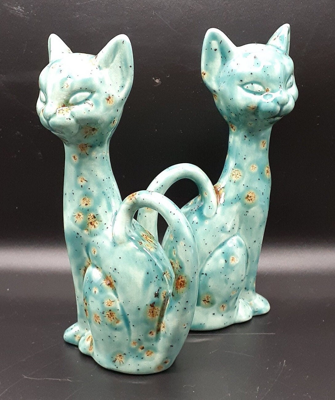 Ceramic Cat Pair, Cat Collectable Figurines, Hand Made Pair of Ceramic ...
