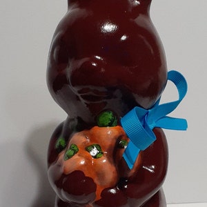 Ceramic Chocolate Rabbit, Hand Painted and Glaze Coated Easter ...