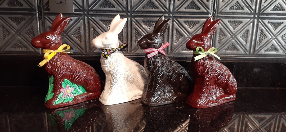 Ceramic Chocolate Rabbit, Hand Painted and Glaze Coated Easter ...