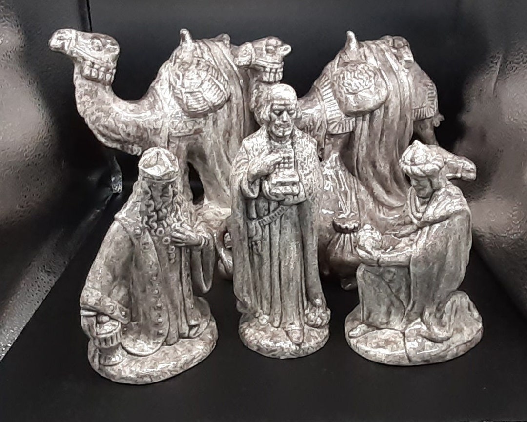 18 Piece Ceramic Glaze Fired Nativity... Three Kings and Camels, Three ...