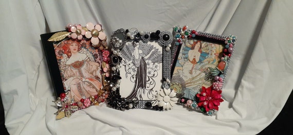 Jeweled Picture Frames Vintage Jewelry Decorated Frames - Etsy UK
