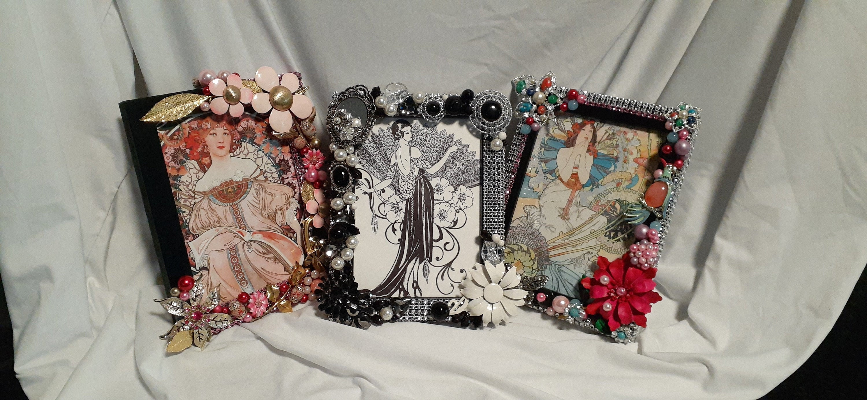 Jeweled Picture Frames Vintage Jewelry Decorated Frames - Etsy UK