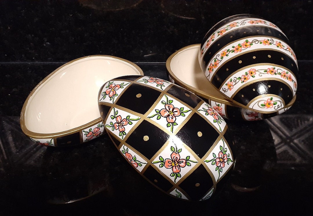 Egg Boxes, Egg Trinket Box, Ceramic Egg Dishes, Hand Painted Ring ...