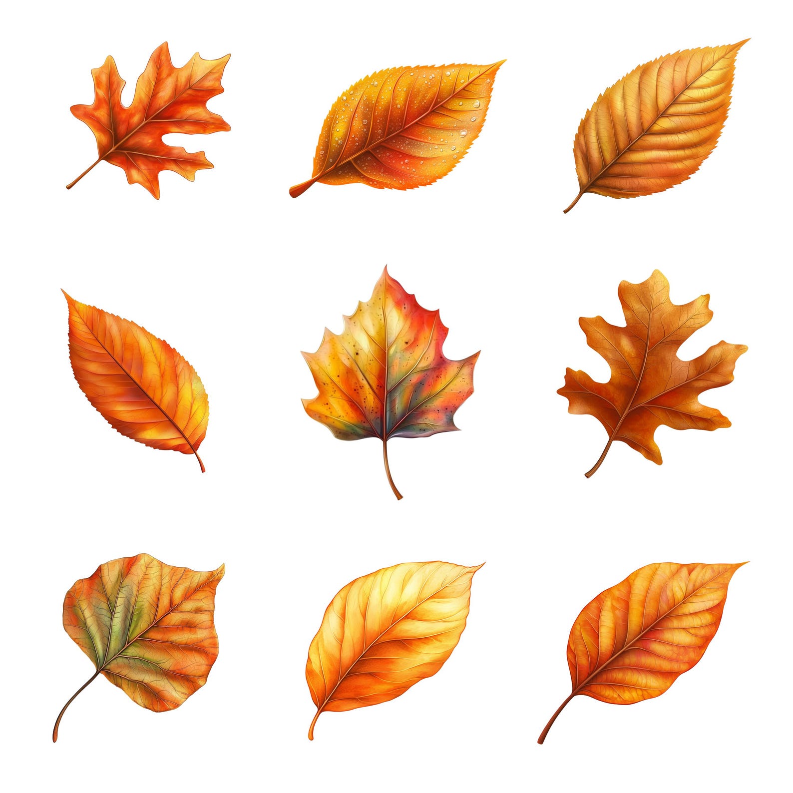 70 Colorful Autumn Leaves Clipart Bundle, High Quality 300 DPI ...