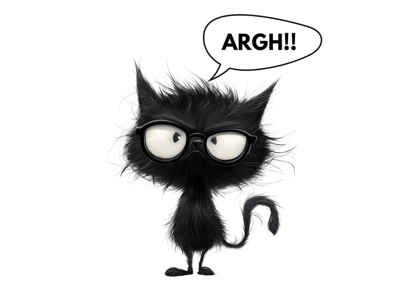 Grumpy and Quirky Cat Clipart, High Quality 300 DPI Image With ...