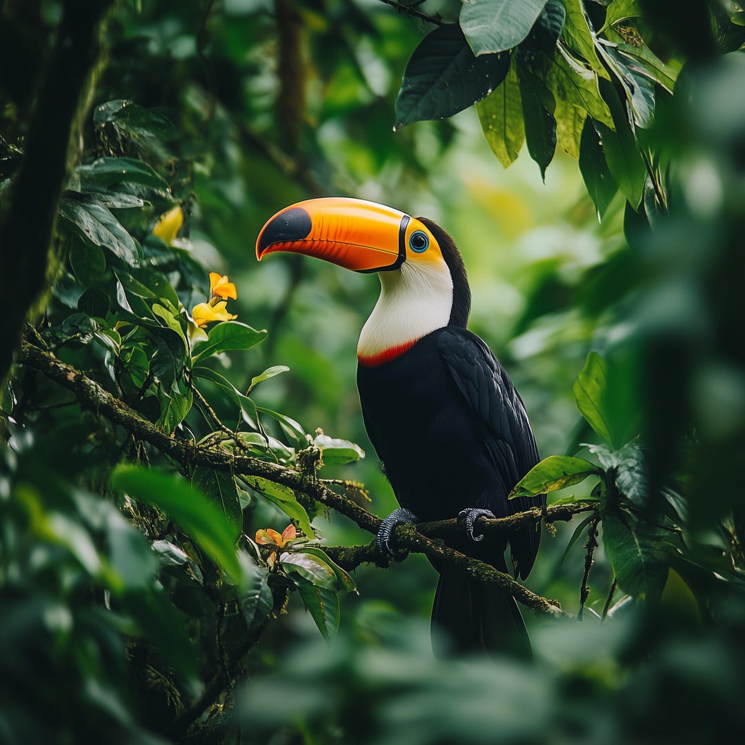Beautiful Toco Toucan Sitting in a Rainforest Tree, Toucan Png File ...