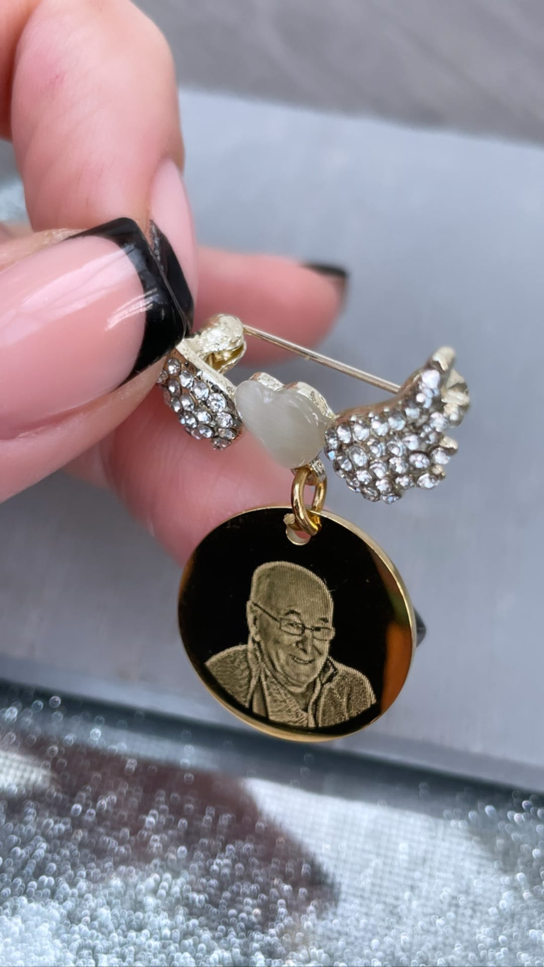 Photo Engraved Memorial Brooch Collar Pin Personalised Brooch, Funeral ...