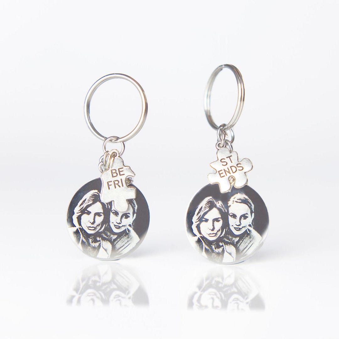 Matching Best Friend Engraved Photo Keyrings Keychains | Engraved ...