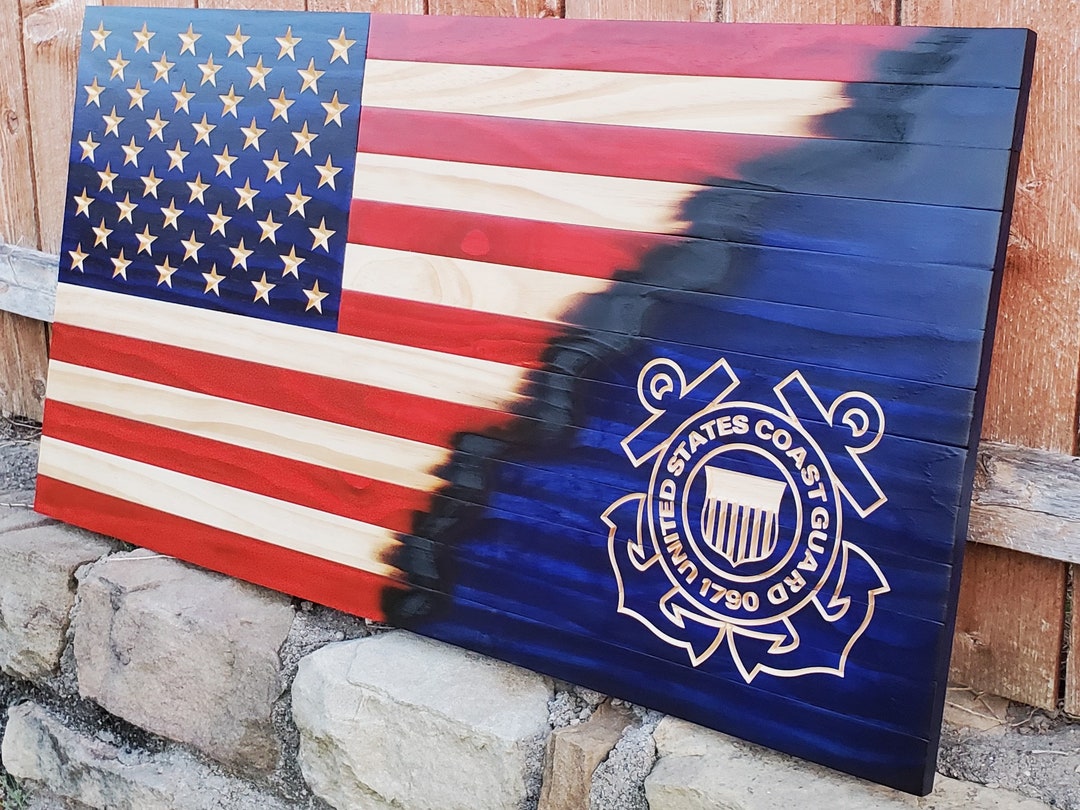United States Coast Guard, American Flag, Custom Rustic Wooden Flag - Etsy