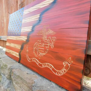USMC Wooden Flag: Veteran Made Rustic Marine Corps Decor (19.5x37) - Etsy