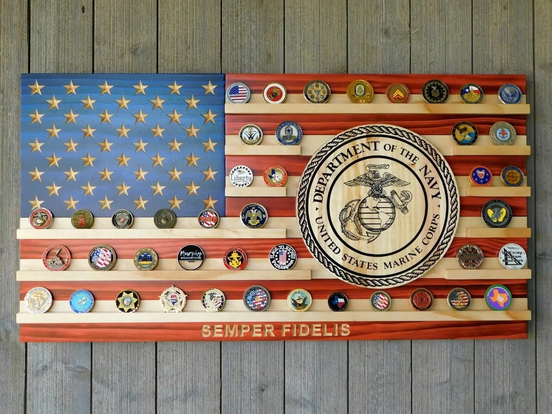 Custom Military Challenge Coin Display Flag - Veteran Made - Etsy
