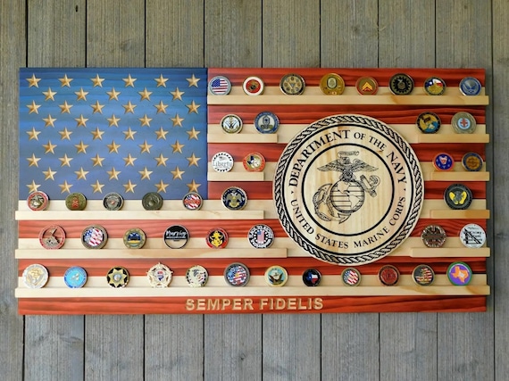 Custom Challenge Coin Display Flag With 2D Military Seal of - Etsy