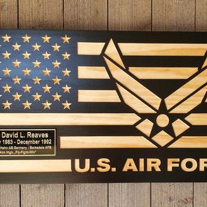 Personalized Air Force Wooden American Flag: Military Retirement Gift ...