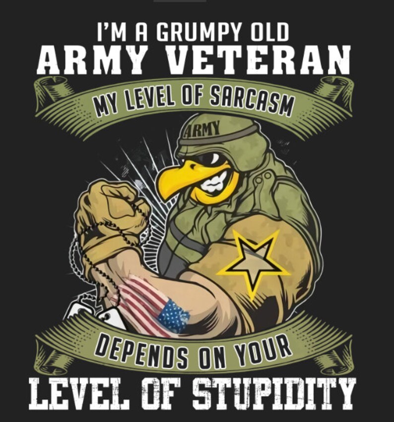 I'm Grumpy Old Army Veteran My Level Of Sarcasm PNG File | Etsy