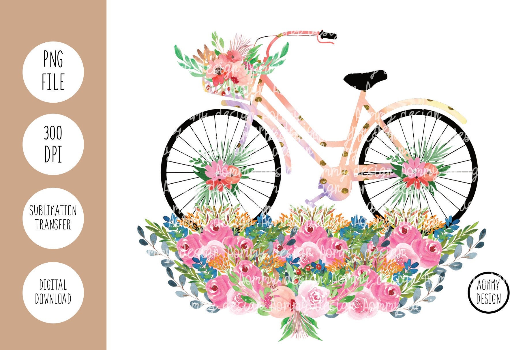 Bike With Flora Sublimation Graphic PNG Image Sublimation - Etsy
