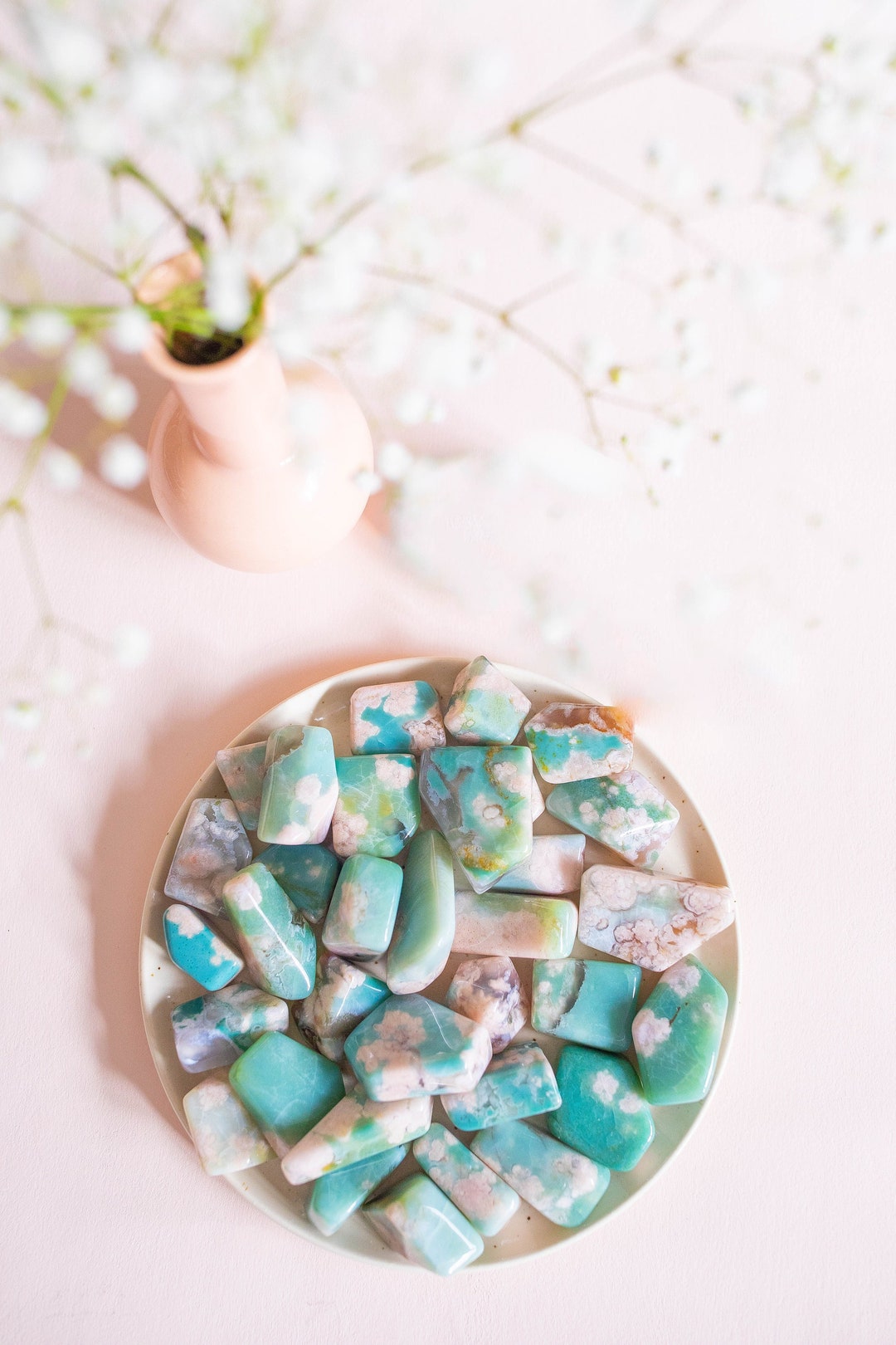 Green Flower Agate Cherry Blossom Agate Mini Freeforms - Etsy