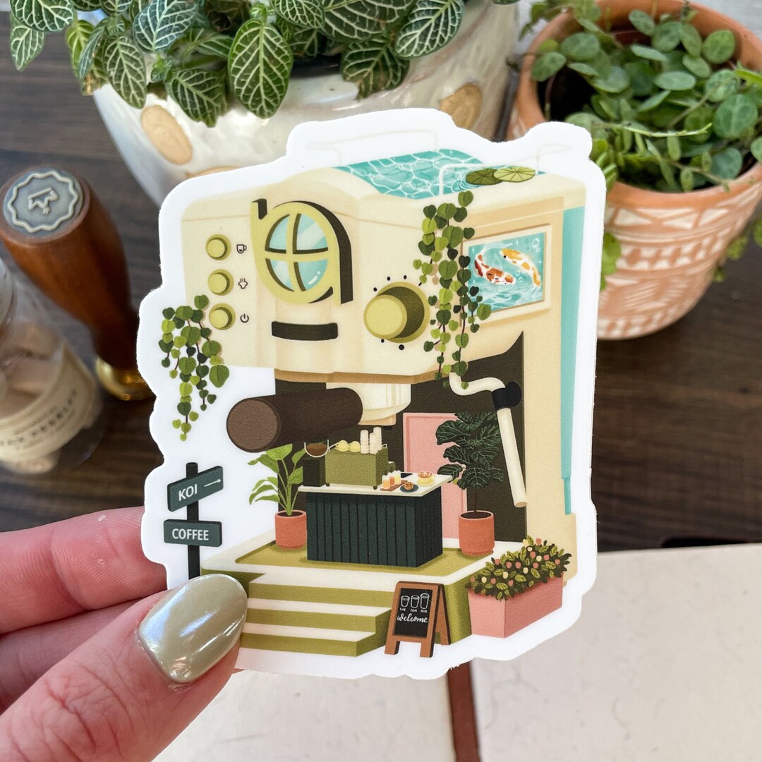 Coffee Shop Sticker Vinyl Sticker for Water Bottle, Laptop, Tablet ...