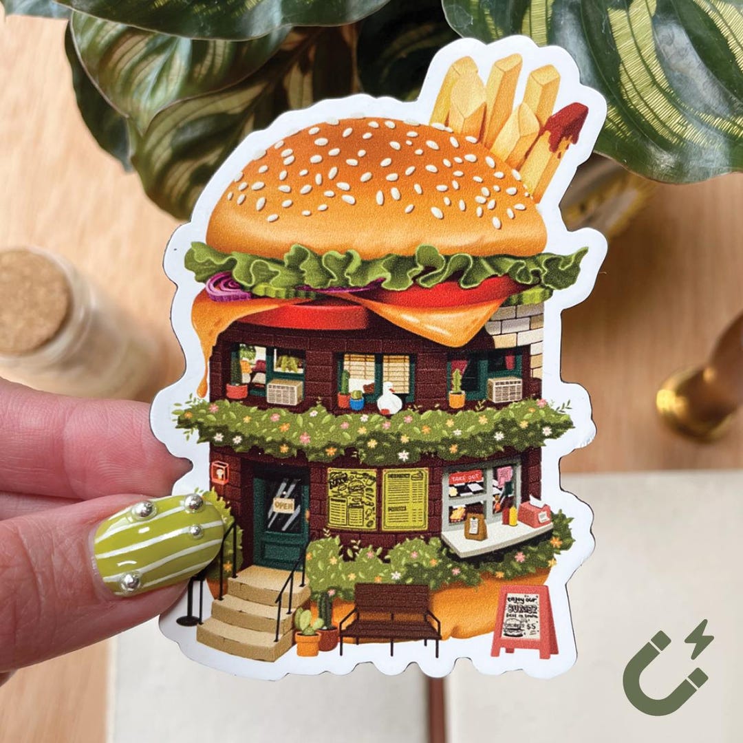Burger Restaurant Magnet: Weatherproof Fridge Art - Etsy