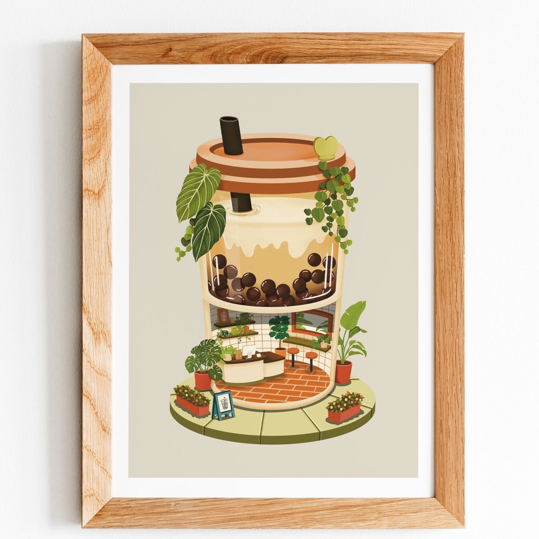 Boba Shop Art Print. Bubble Tea Lover's Wall Art - Etsy