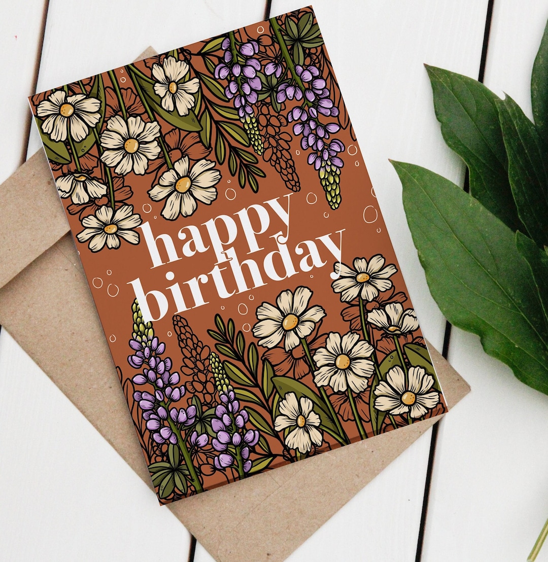 Happy Birthday Greeting Card Blank Note Card Happy Birthday Note Card ...