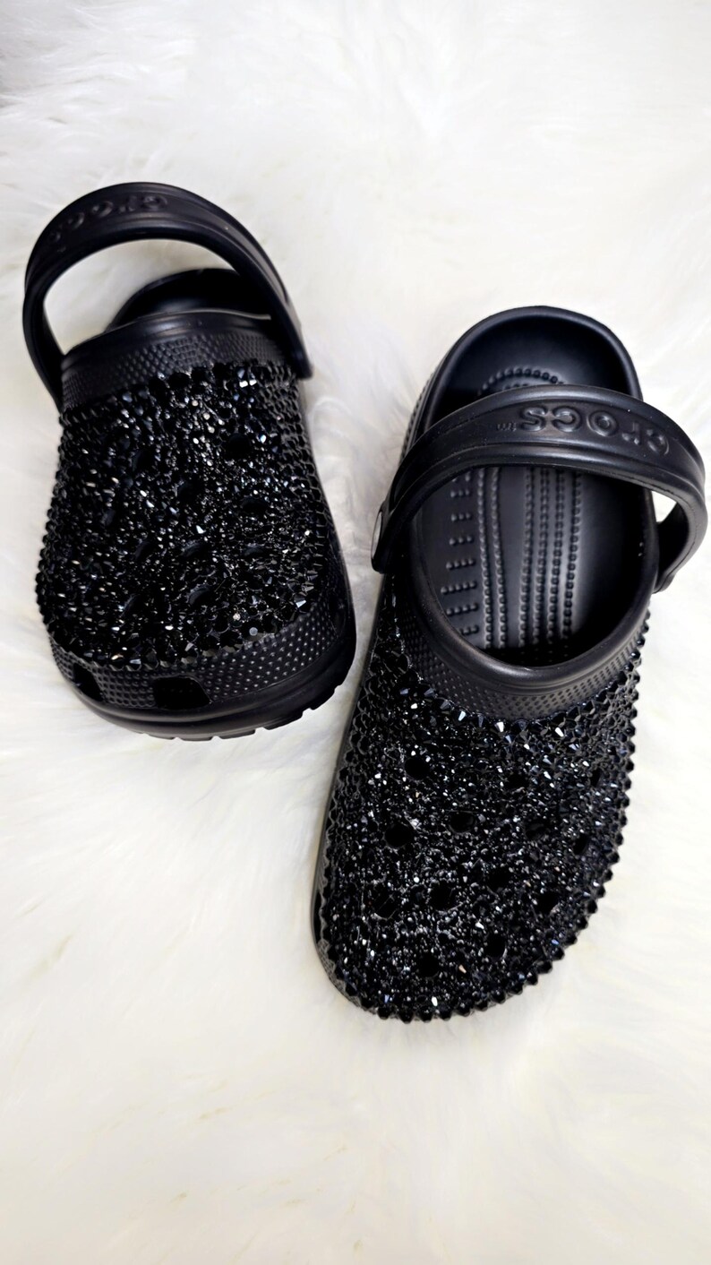 Black Bling Crocs- Size 8 (send Message If Another Size is Needed) - Etsy